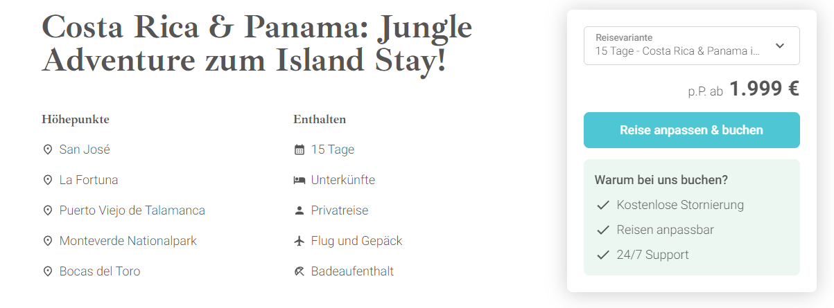 Das Abenteuer Eures Lebens: 15-tägige Costa Rica & Panama Reise mit ...